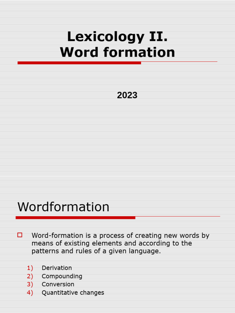 Word Formation Processes in English | PDF | Word | Lexical Semantics