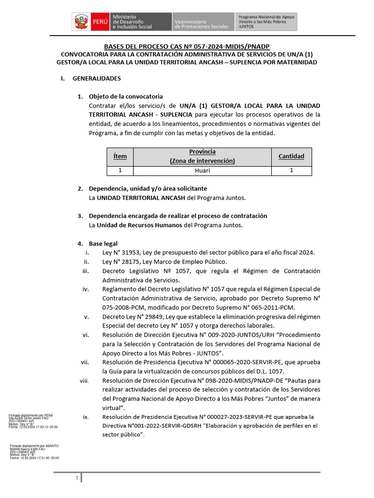 Bases Cas 057-2024 Ancash - Suplencia (F) (F) (F) (F) | PDF | Educación más alta | Evaluación