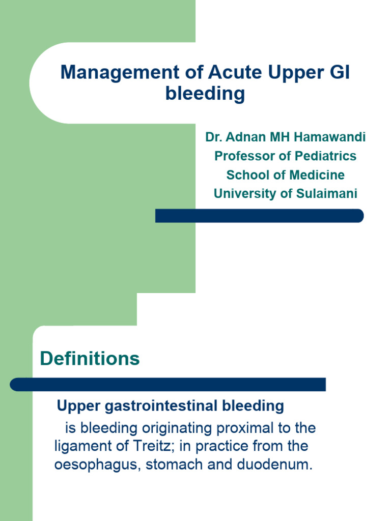 Management of Acute GI Bleeding | PDF | Diseases And Disorders ...