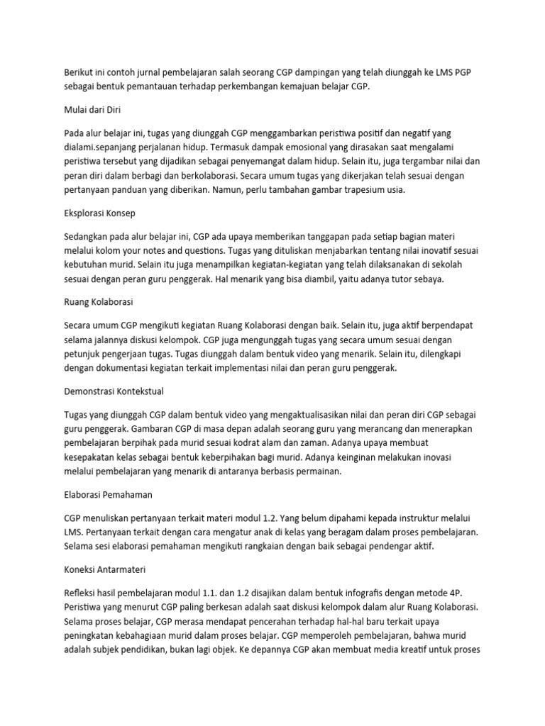 Cara Membuat Jurnal Pemantauan CGP | PDF