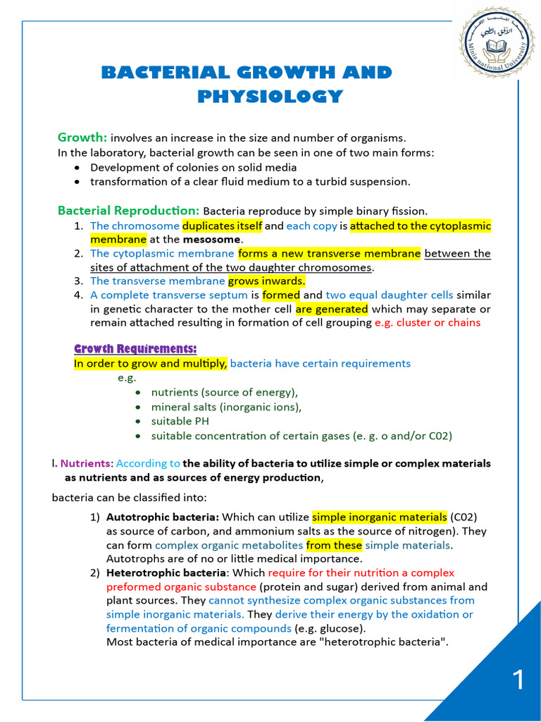 Bacterial Growth and Physiology Overview | PDF | Bacteria | Microbiology
