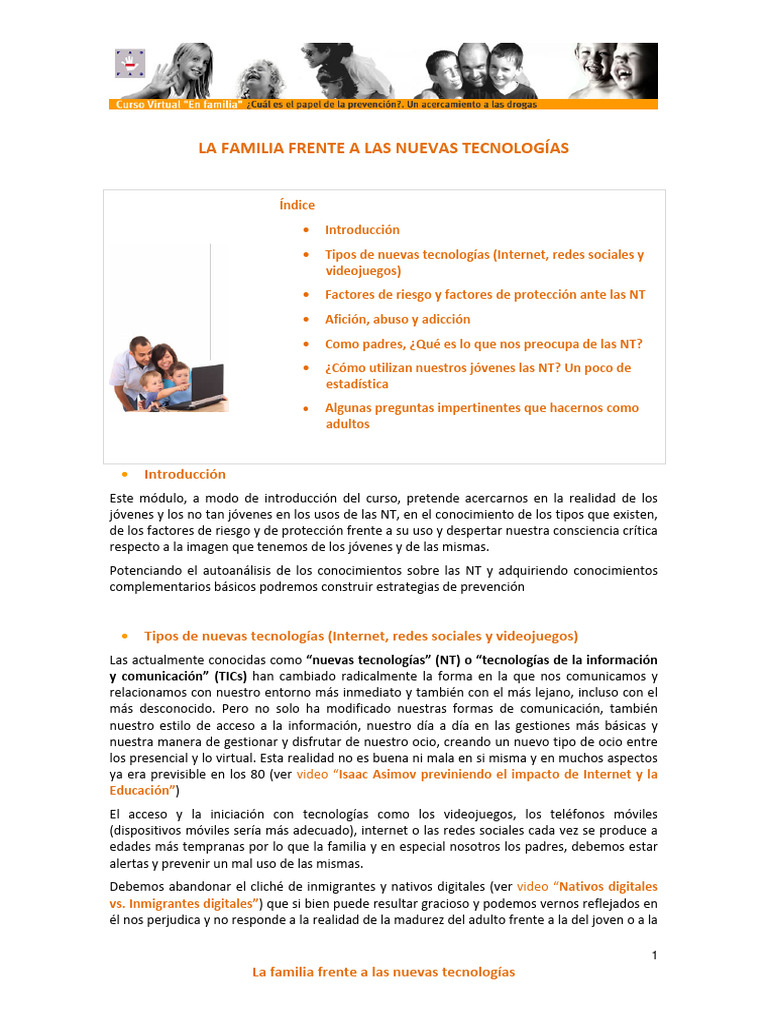 LaFamiliaFrenteALasTIC Modulo1 | PDF | Internet | Foro de Internet