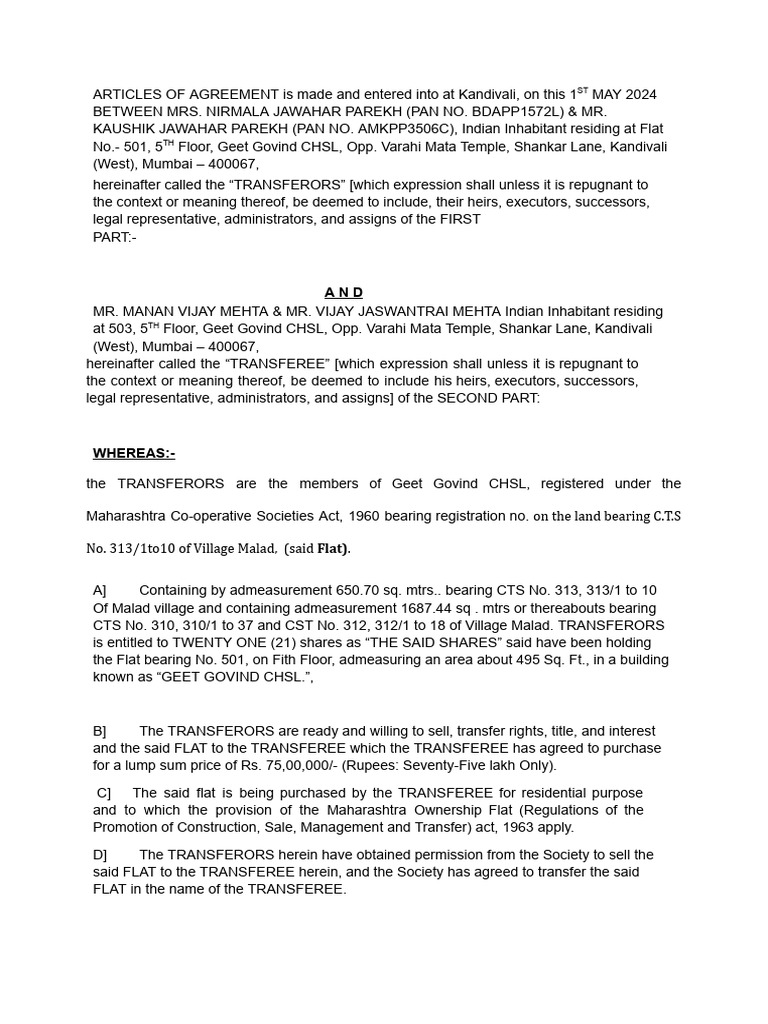 Draft Agreement | Download Free PDF | Interest | Deed