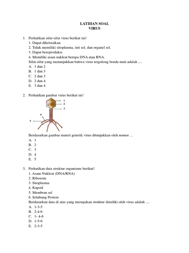 Latihan Soal Virus - Kelas X | PDF | Griya & Taman | Kesehatan Holistik