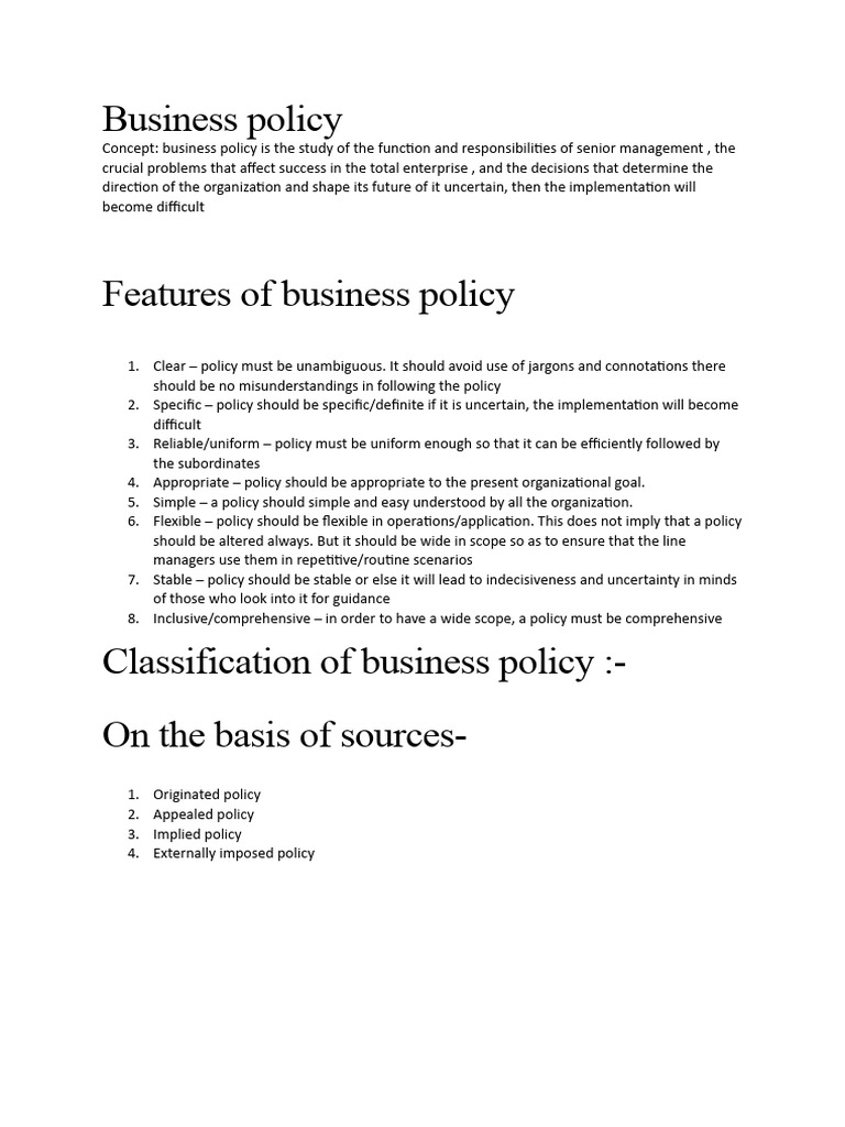 Business Policy and Strategic Planning Guide | PDF | Strategic Planning ...