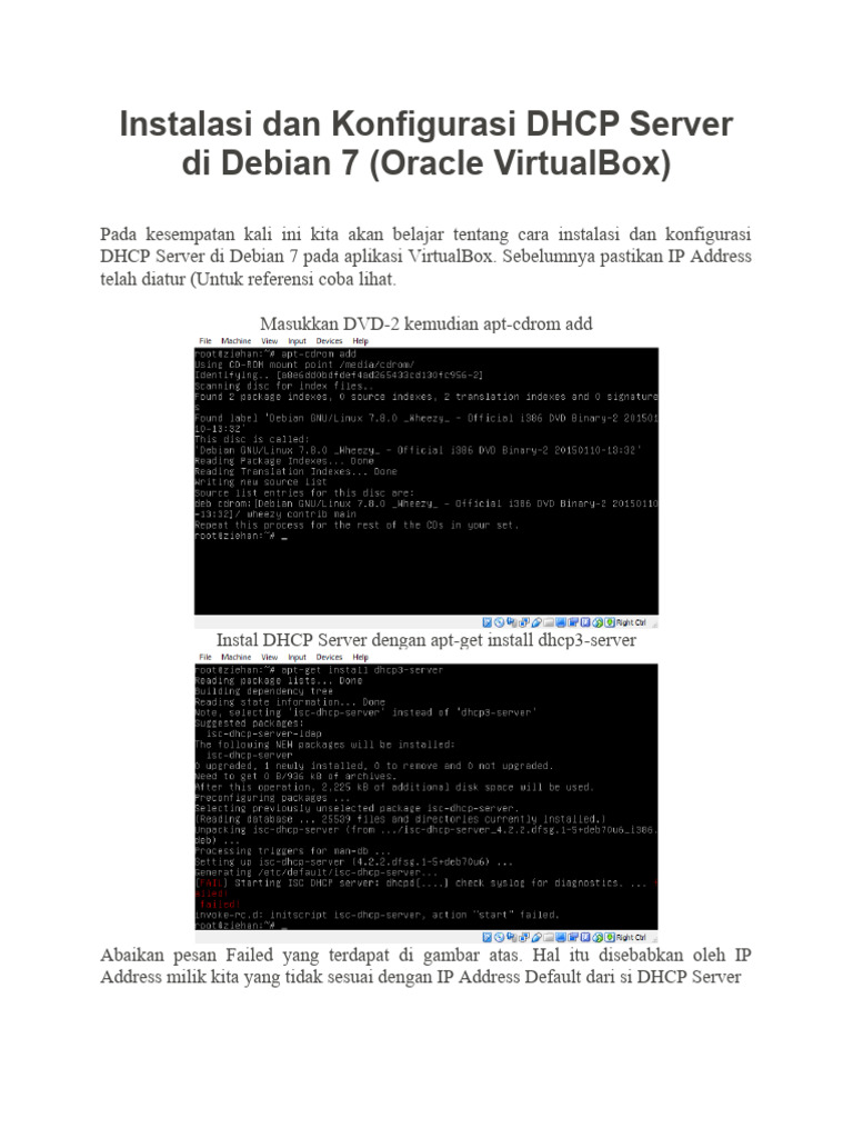 Instalasi DHCP Server di Debian 7 | PDF | Komputer