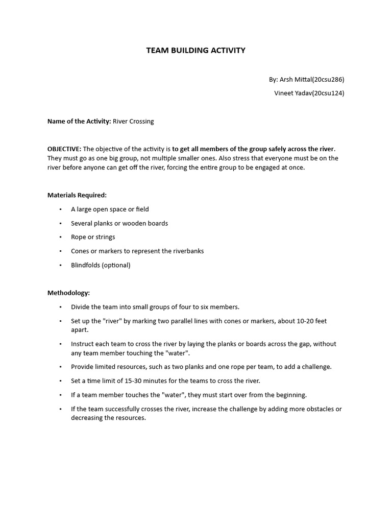 River Crossing Activity | PDF | Organizational Behavior