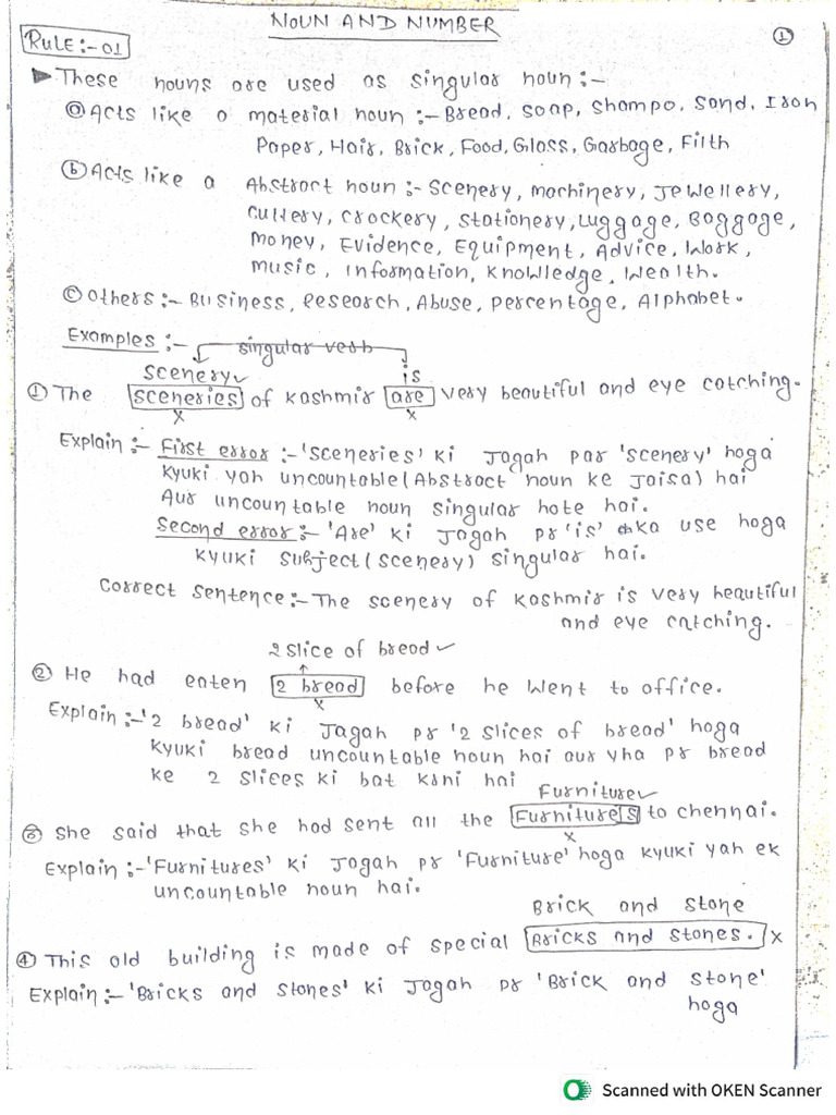 NOUN (Grammar Notes (Temporary) ) | PDF