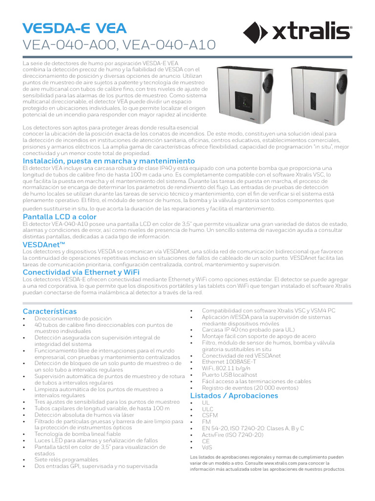 Vesda Vea-040 | PDF | Sensor | Wifi