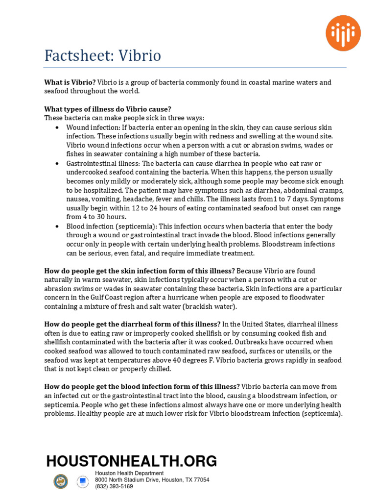 Vibrio Factsheet English | PDF | Infection | Sepsis