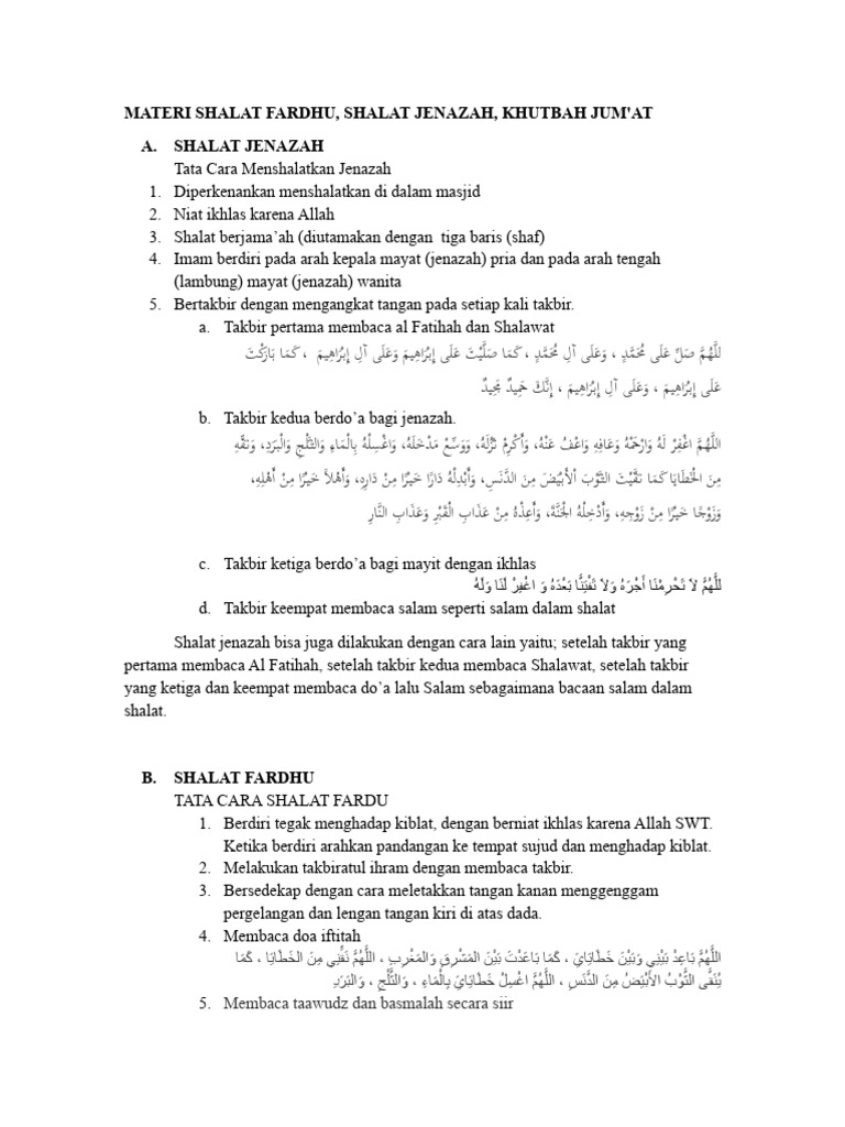 Materi Shalat Fardhu Dan Khutbah Jumat | PDF