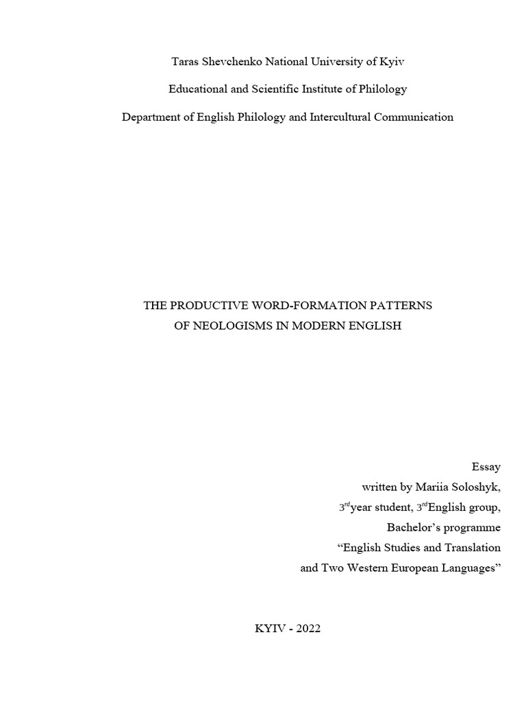 The Productive Word Formation Patterns of Neologisms in Modern | PDF ...