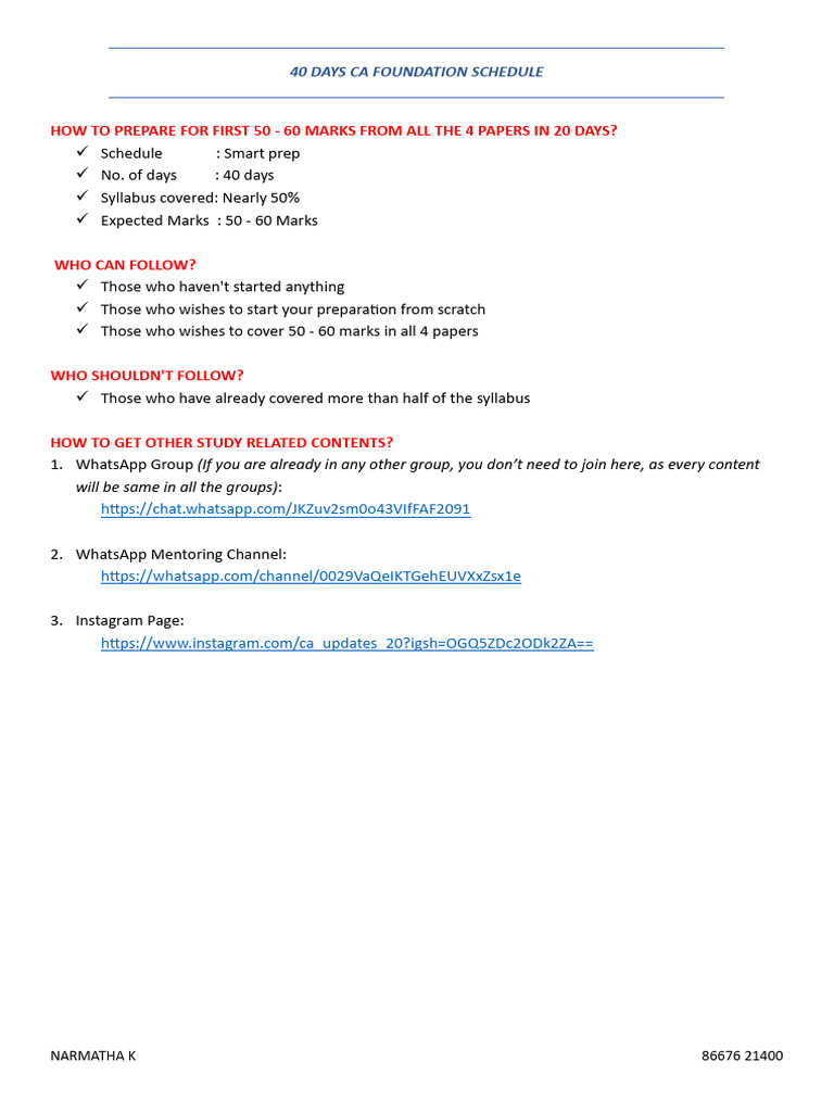 40-Day CA Foundation Study Plan | PDF | Economics | Economies