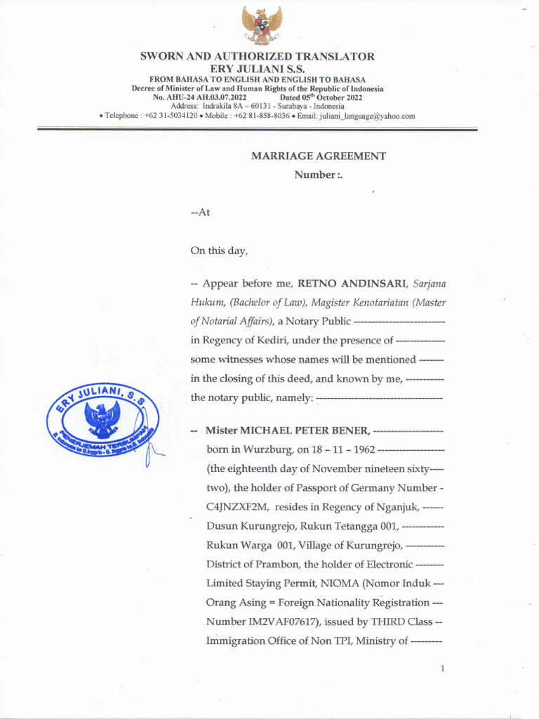 Scan Perjanjian Kawin-Benner Dewi | PDF