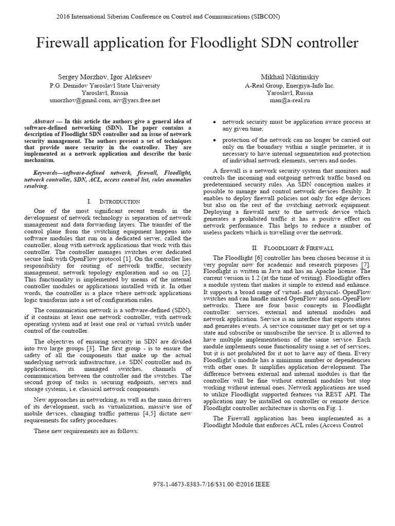 Firewall Application For Floodlight SDN Controller | PDF | Computer Network | Port (Computer ...