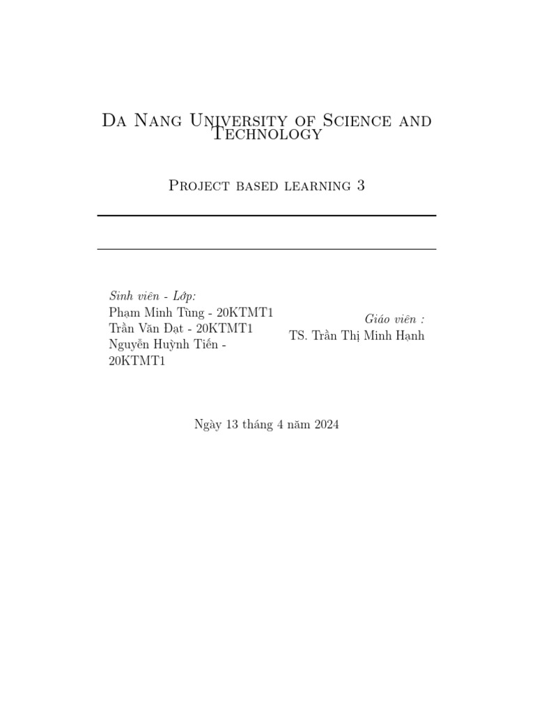 Da Nang University of Science and Technology: Project Based Learning 3 ...