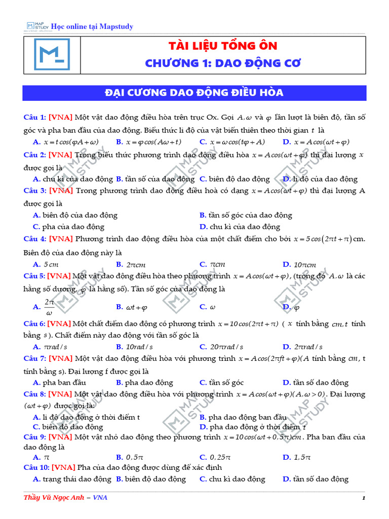 T NG Ôn Chương 1 - Dao Đ NG Cơ | PDF