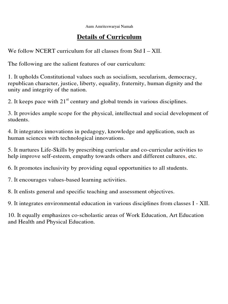 Curriculum Details XII | PDF