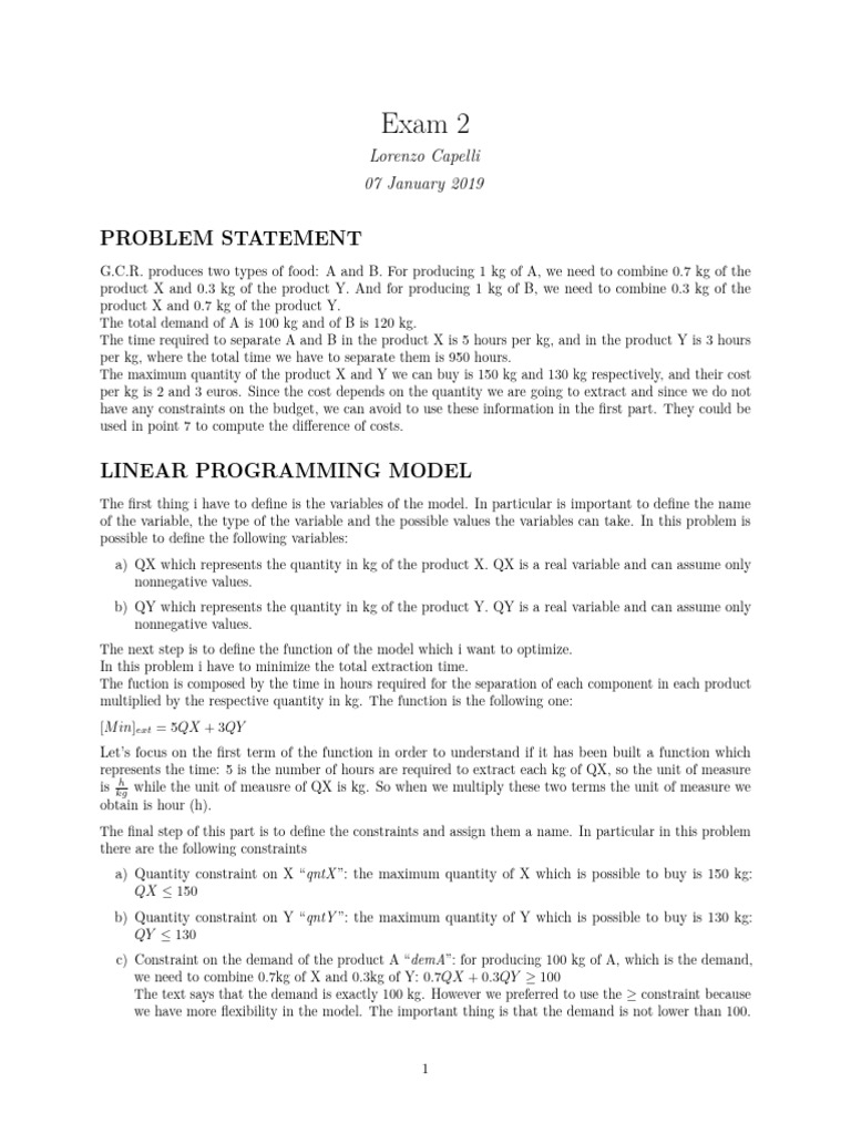 Exam2 SA | PDF | Linear Programming | Mathematical Analysis
