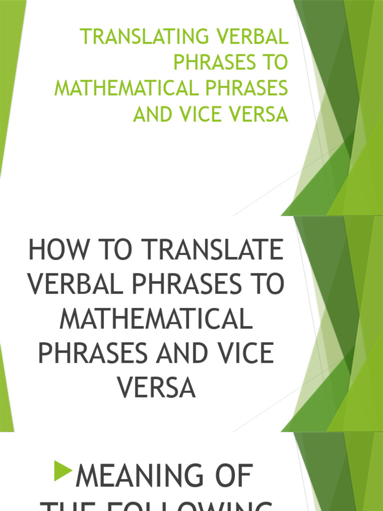 Verbal to Mathematical Phrase Guide | PDF | Teaching Methods & Materials