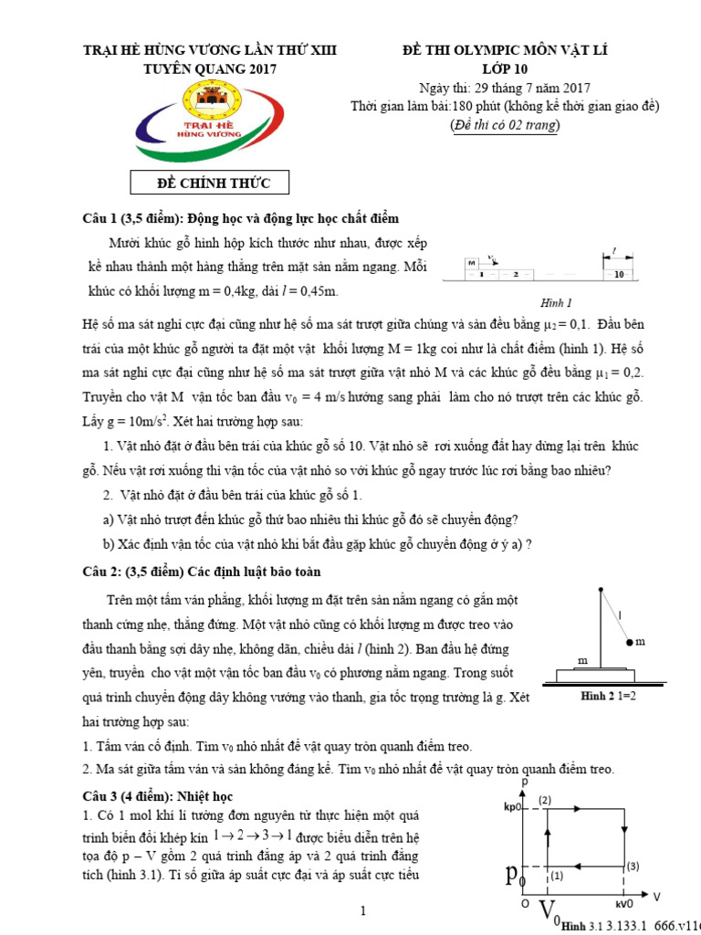 ĐỀ CHÍNH THỨC HV 10-2017 | PDF