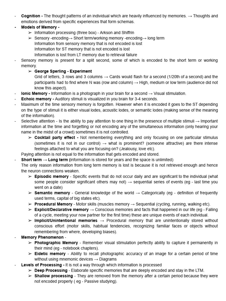 AP Psychology Unit 5 Notes | PDF | Memory | Recall (Memory)