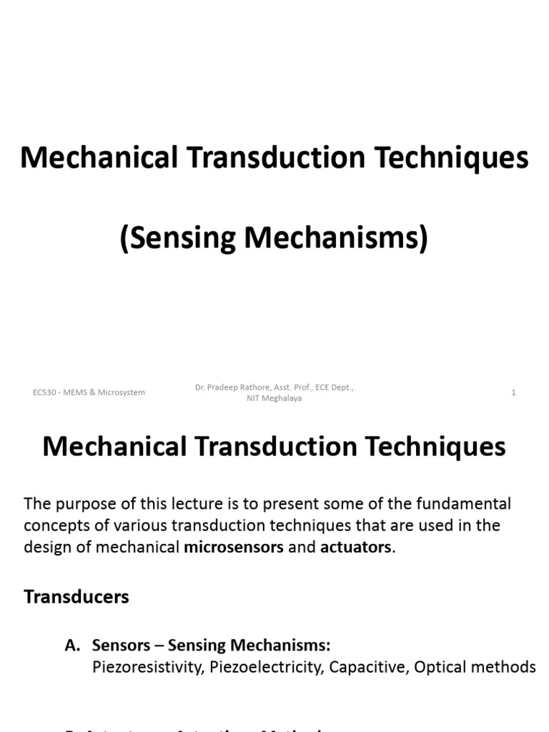 Mechanism Transduction Techniques | PDF | Young's Modulus | Piezoelectricity