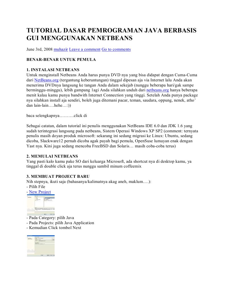 Tutorial Dasar Pemrograman Java Berbasis Gui Menggunakan Netbeans Pdf