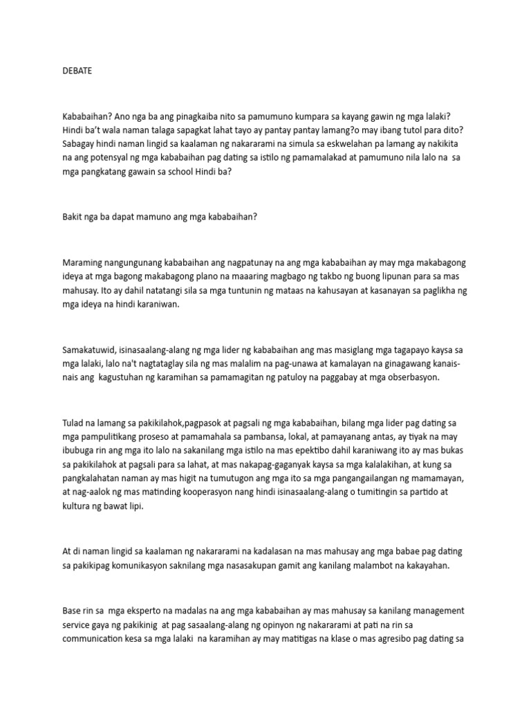 Debate Filipino - Malaika Flores | PDF