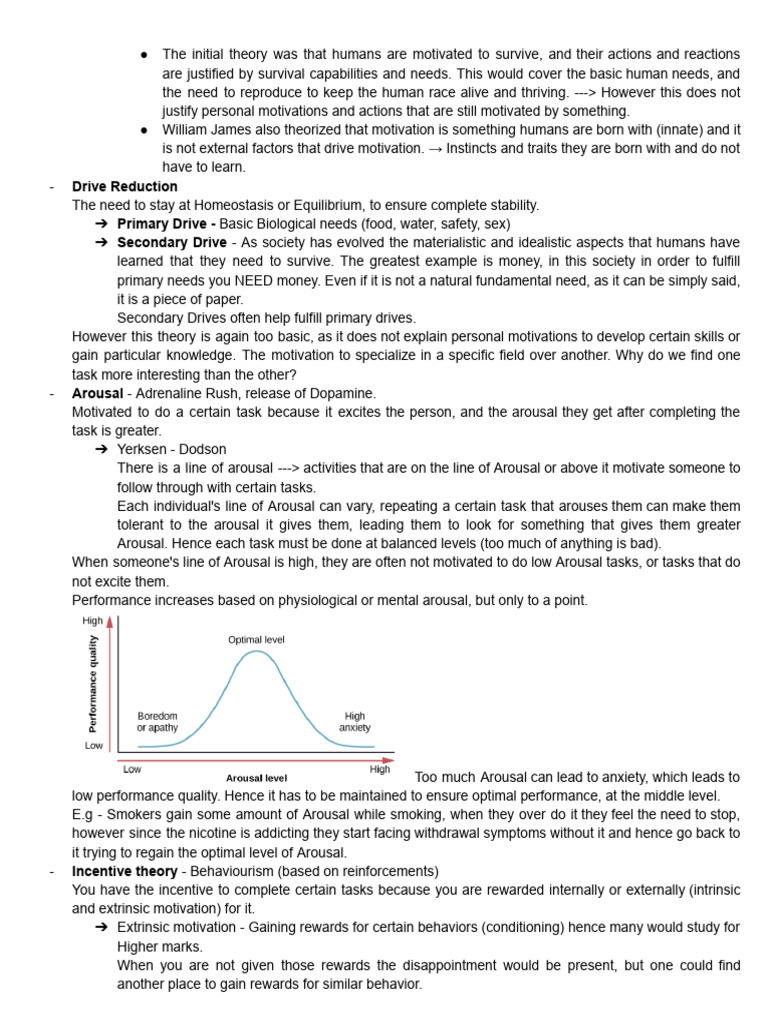 AP Psychology Unit 8 Notes | PDF | Stress (Biology) | Motivational