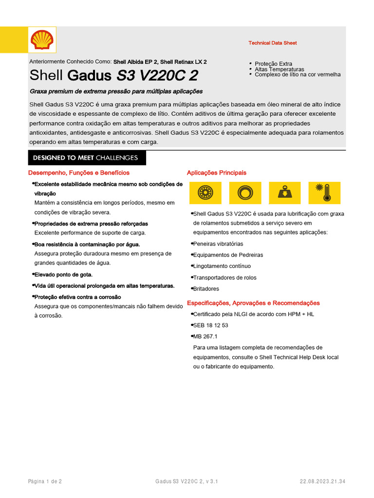 Shell Gadus S3 V220C 2: Desempenho, Funções e Benefícios Aplicações ...