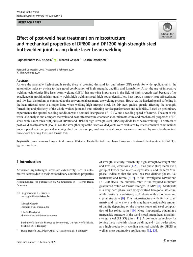 Effect of Post-Weld Heat Treatment On Microstructu | PDF | Welding ...