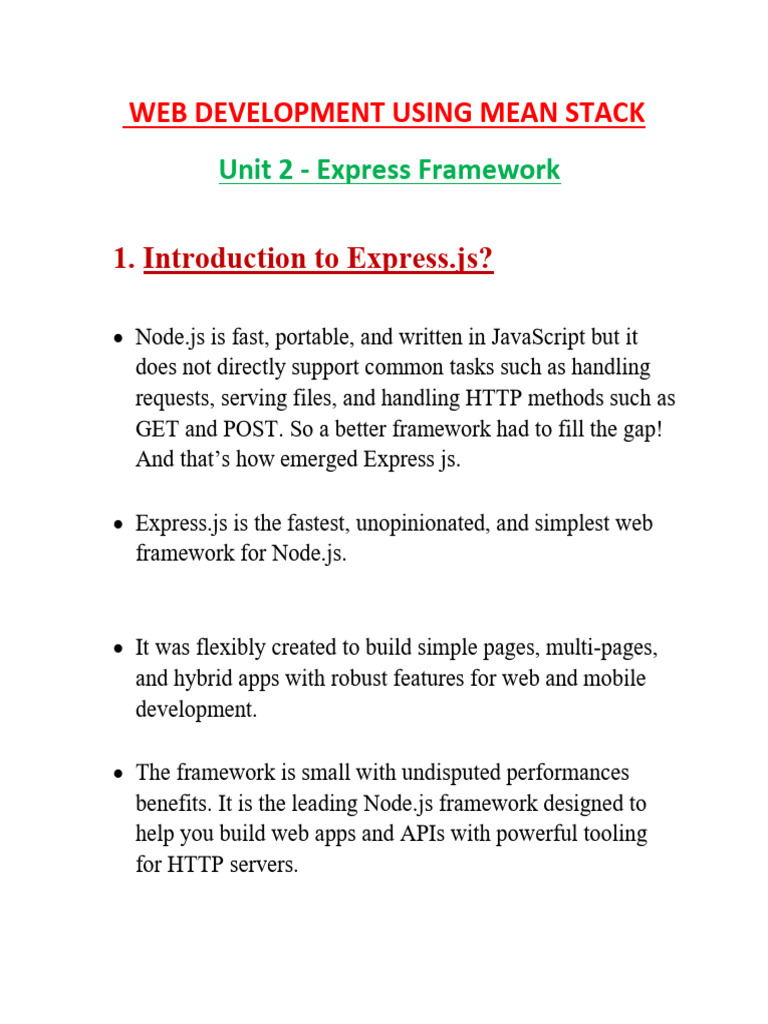 Unit 2 Mean - Stack | PDF | Html | Databases