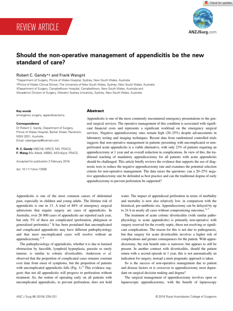 ANZ Journal of Surgery - 2016 - Gandy - Should the non‐operative ...