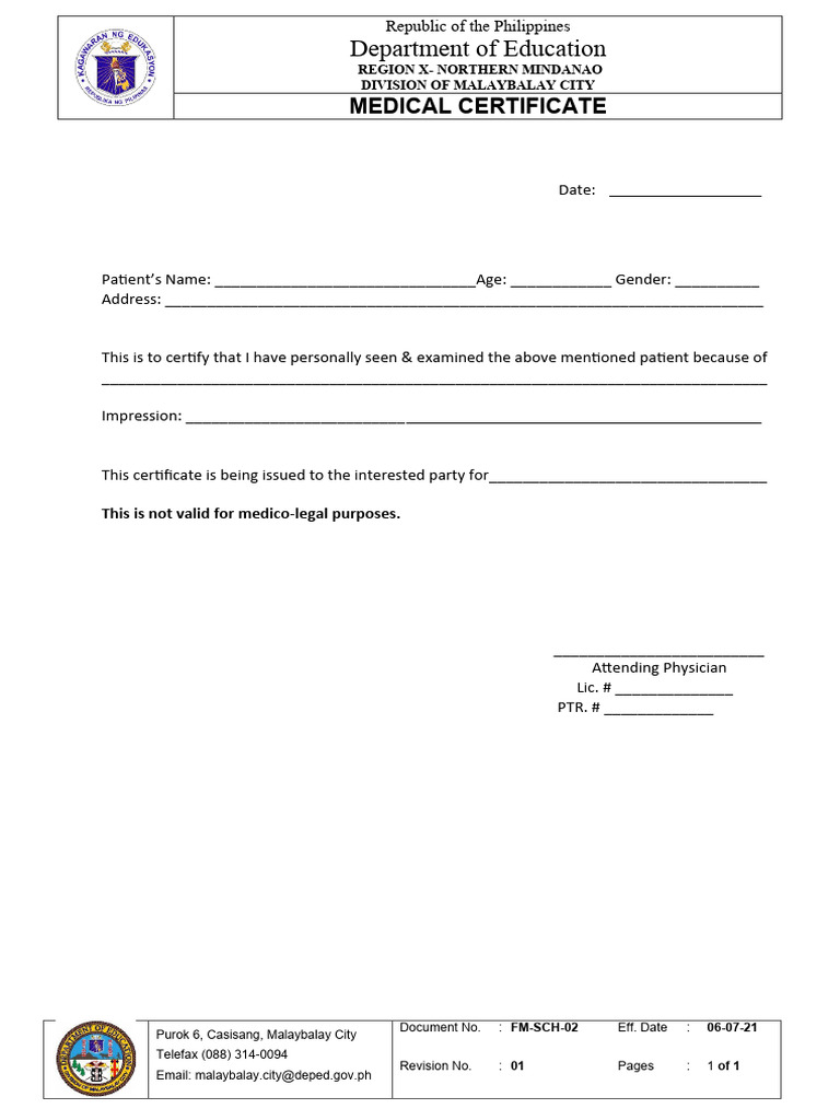 Medical Certificate | PDF