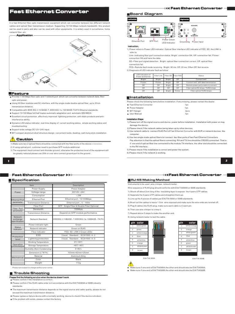 Fast Ethernet Converter - RJ45 | Download Free PDF | Ethernet ...