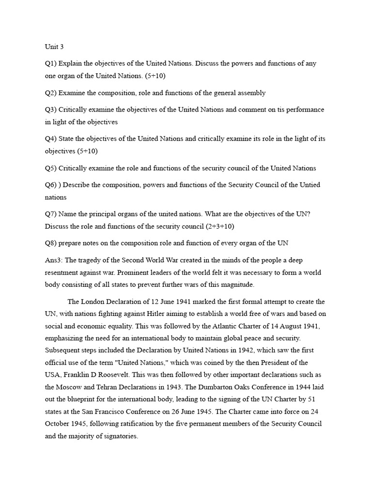 Unit 3 | PDF | United Nations | International Relations