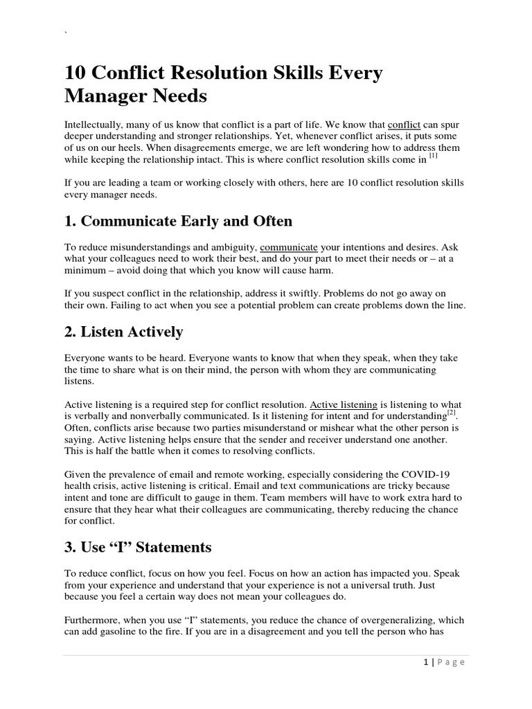 Essential Conflict Resolution Skills for Managers | PDF | Anger ...