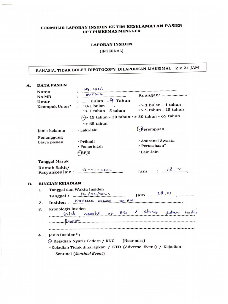 5.4.1.a Form Laporan IKP | PDF