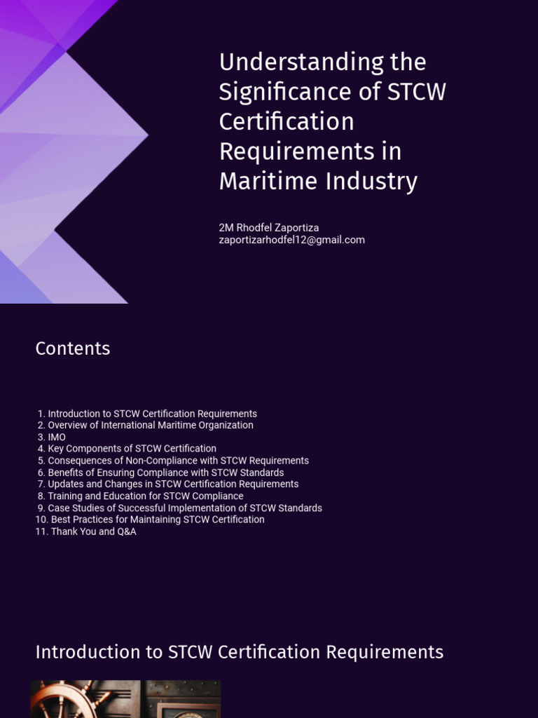 Understanding The Significance of STCW Certification Requirements in Maritime Industry | PDF ...