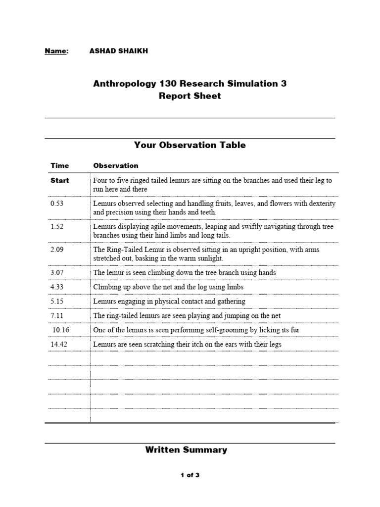 ANTH 130 - Research Simulation 3 Report Sheet_394157668 | PDF ...