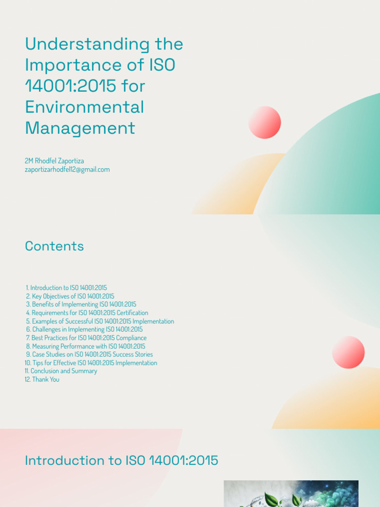 Understanding the Importance of ISO 14001 2015 for Environmental Management | PDF | Regulatory ...