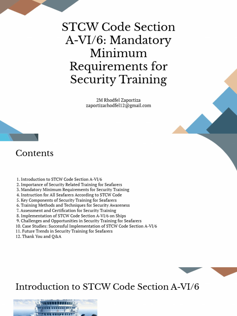 STCW Code Section A VI 6 Mandatory Minimum Requirements For Security Training | PDF | Computer ...