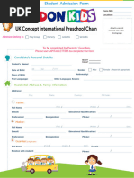 Pre School Admission Form Template | PDF | Preschool | Schools