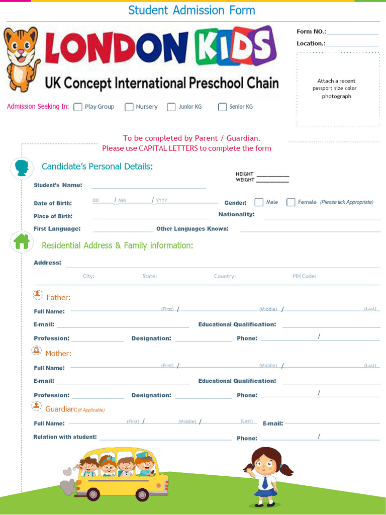 Pre School Admission Form 2 | PDF