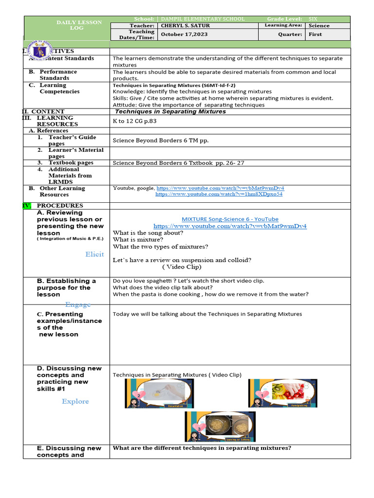 COT - Science 6 Satur | PDF | Learning | Teachers