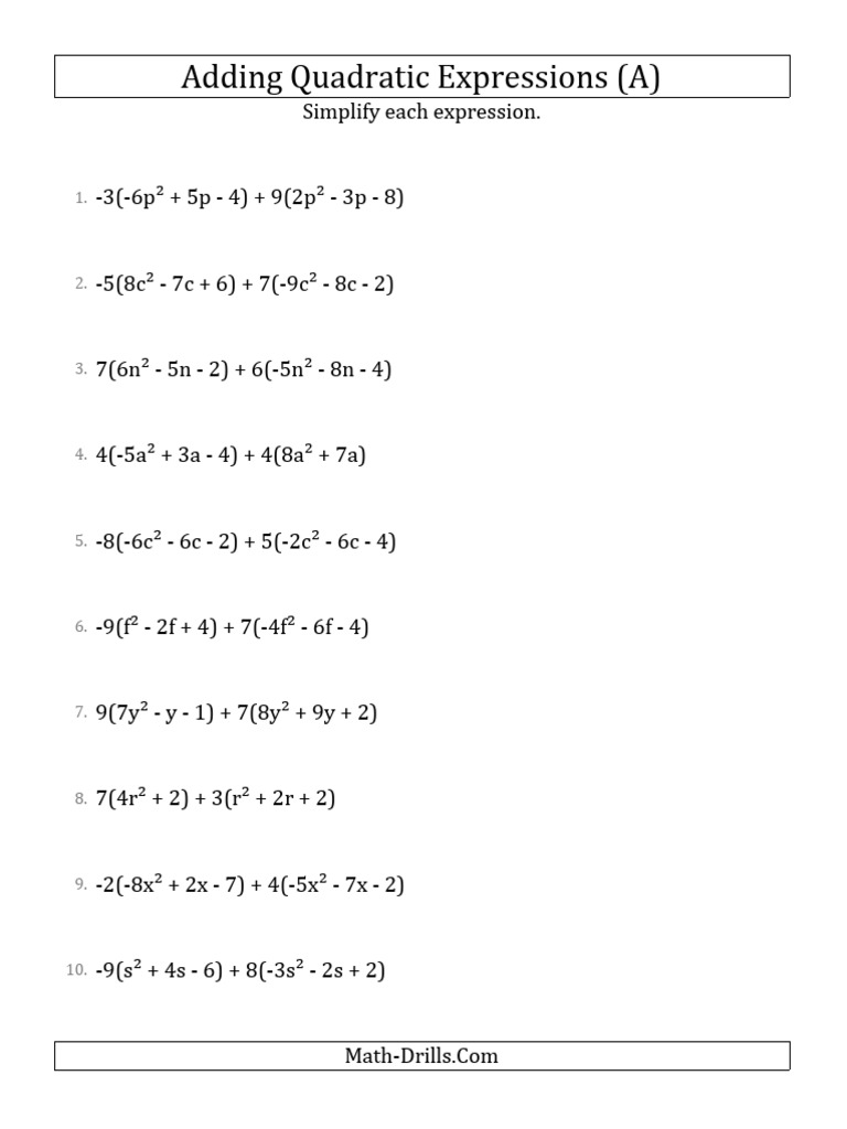 Algebra Quadratic Add Multiplier All.1425655697 | PDF | Algebra | Mathematics