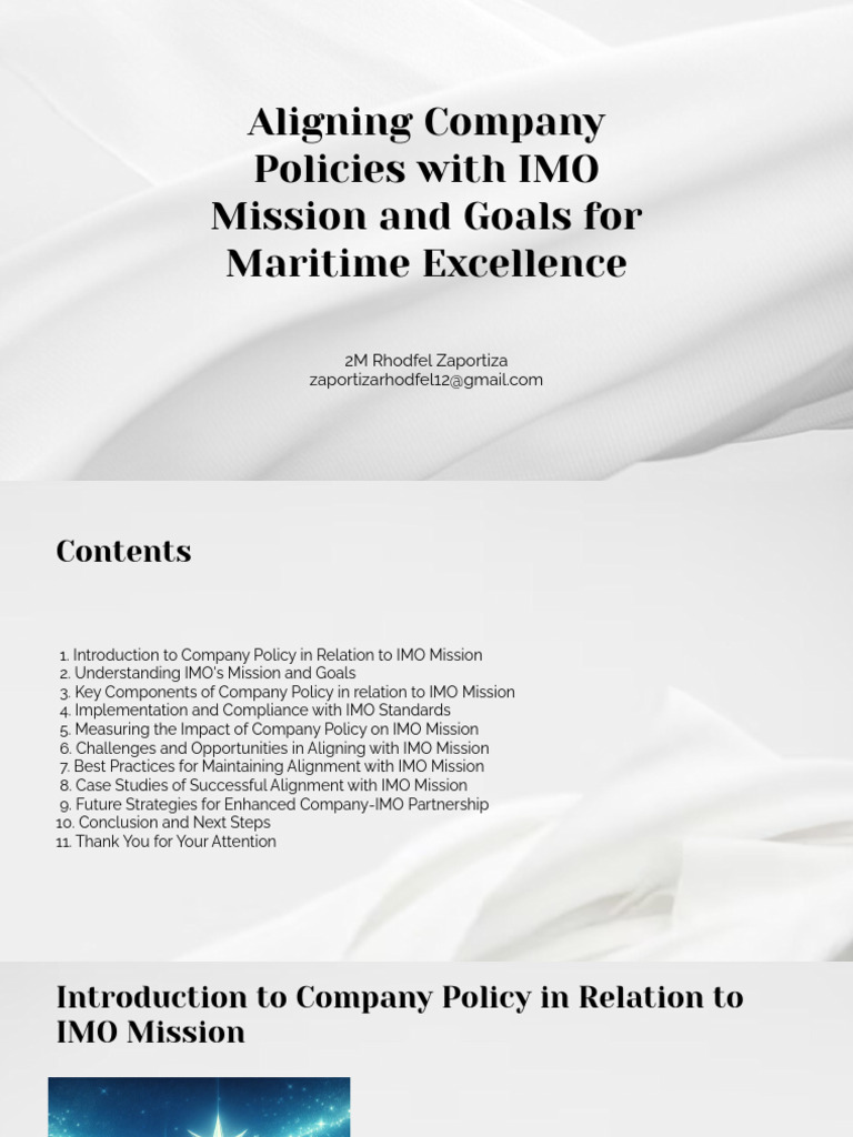 Aligning Company Policies With IMO Mission and Goals For Maritime ...