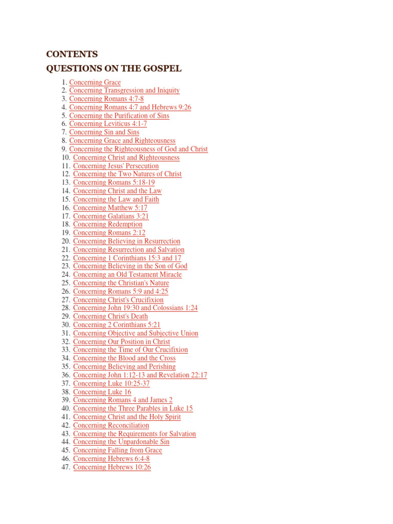 20 Questions On The Gospel | PDF | Grace In Christianity | Jesus