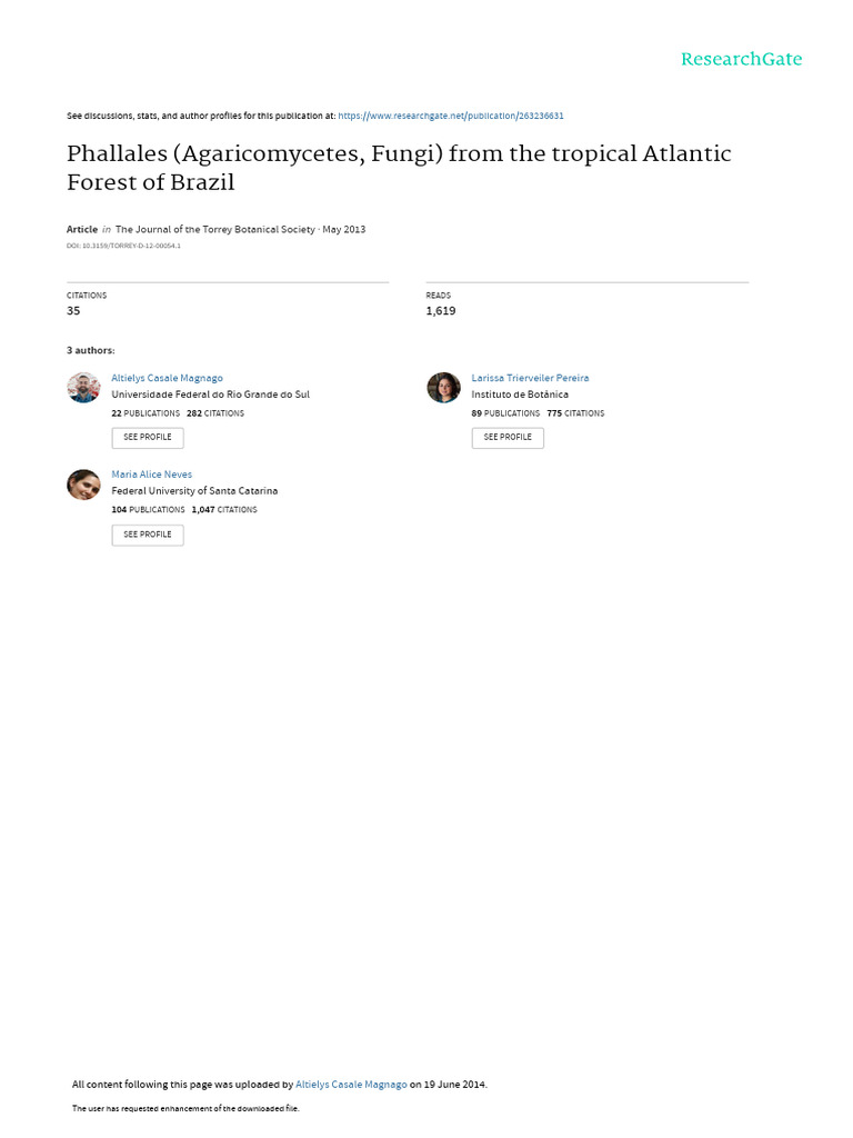 Phallales From The Tropical Atlantic Forest of Brazil | PDF | Brazil ...